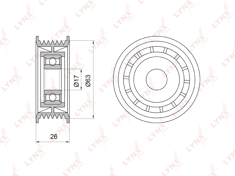 Deflection/Guide pulley, poly v-belt